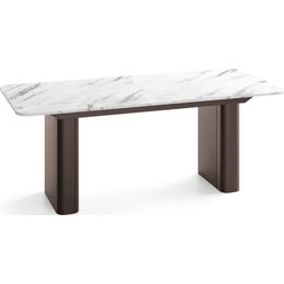 ESSTISCH Riven rechteckig ausziehbar verl&auml;ngerbar mit Butterfly-Auszug, Marmor Wei&szlig; 180-276/90/76 cm