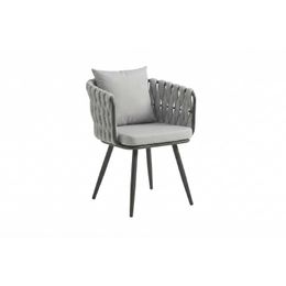 KAWOLA GARTENSTUHL LUSHA Hellgrau Kunststoff, Metall (1er-Set)