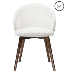 ESSZIMMERSTUHL MELIE 4er Set in Creme Chenille mit Dunkelbraunen Buchenholzbeinen 54/49/82 cm