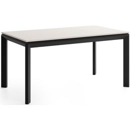ESSTISCH Elan rechteckig ausziehbar verl&auml;ngerbar mit Schwarzen Metallbeinen, Kaschmir 160-250/90/76 cm
