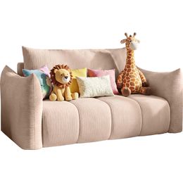 SCHLAFSOFA Lilo mit Bettkasten, Rosa Cordstoff 120/86/101 cm