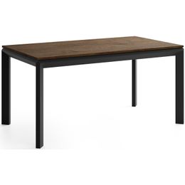 ESSTISCH Elan rechteckig ausziehbar verl&auml;ngerbar mit Schwarzen Metallbeinen, Eiche Braun Rustikal 180-270/90/76 cm