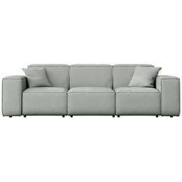 GARTENSOFA Lorento Outdoor 3-Sitzer, Hellgrau Kunstleder 251/73/92 cm