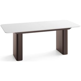 ESSTISCH Riven rechteckig ausziehbar verl&auml;ngerbar mit Butterfly-Auszug, Wei&szlig; 200-296/90/76 cm