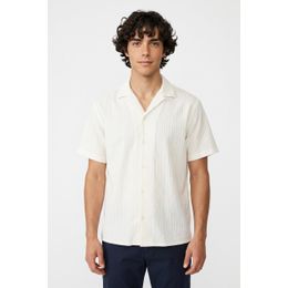 Jack & Jones Kurzarmhemd JACK & JONES "JJETYSON RESORT SHIRT SS SN", Herren, Gr. M, N-Gr, cloud dancer, Web, Obermaterial: 100% Baumwolle, unifarben, normal, V-Ausschnitt, Hemden, mit Resort-Kragen