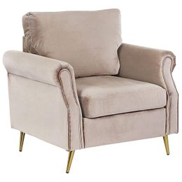 Beliani SESSEL Samtstoff Beige Vietas