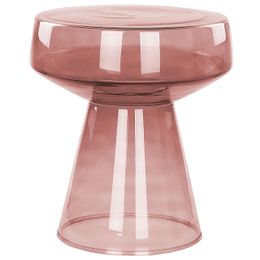 Beliani BEISTELLTISCH Rauchglas dunkelrot rund 37 cm Laguna