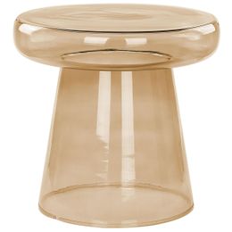 Beliani BEISTELLTISCH Rauchglas goldbraun rund 39 cm Caldera