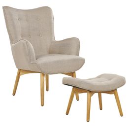 Beliani SESSEL Beige mit Hocker Vejle
