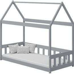 HAUSBETT Domi aus Holz, Grau 80x180 cm
