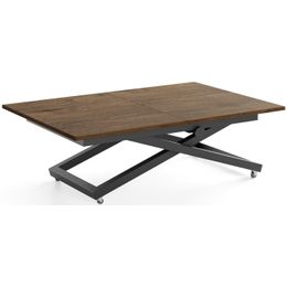 COUCHTISCH Axen h&ouml;henverstellbar ausziehbar, Eiche Braun Rustikal 120-160/80/38-75 cm