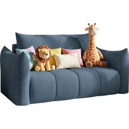 SCHLAFSOFA Lilo mit Bettkasten, Marineblau Cordstoff 120/86/101 cm
