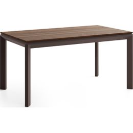 ESSTISCH Elan rechteckig ausziehbar verl&auml;ngerbar mit Braunen Metallbeinen, Walnuss Braun 160-250/90/76 cm