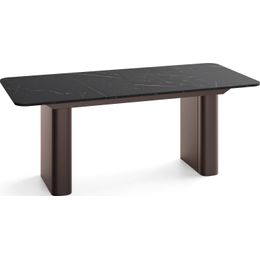ESSTISCH Riven rechteckig ausziehbar verl&auml;ngerbar mit Butterfly-Auszug, Schwarz Marmor Kupfer 180-276/90/76 cm