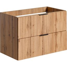 WASCHBECKENUNTERSCHRANK Niva h&auml;ngend mit Rillenfronten in Eiche Braun, 80/57/46 cm