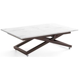 COUCHTISCH Axen h&ouml;henverstellbar ausziehbar, Marmor Wei&szlig; 120-160/80/38-75 cm