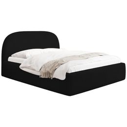 POLSTERBETT Puro mit Bettkasten, Schwarz Boucle 120 x 200 cm &ndash; mit Metall-Lattenrost