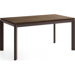 ESSTISCH Elan rechteckig ausziehbar verl&auml;ngerbar mit Braunen Metallbeinen, Eiche Braun Rustikal 160-250/90/76 cm