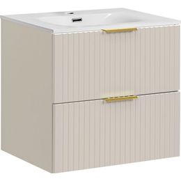 WASCHTISCHKOMBI Niva h&auml;ngend geriffelt in Kaschmir Matt 61/59/46 cm