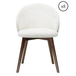 ESSZIMMERSTUHL MELIE 8er Set in Creme Chenille mit Dunkelbraunen Buchenholzbeinen 54/49/82 cm