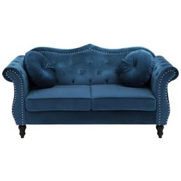 Beliani 2-SITZER-SOFA Samtstoff Kobaltblau Skien