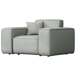 GARTENSESSEL Lorento Outdoor Polster-Loungesessel, Hellgrau Kunstleder 121/73/92 cm