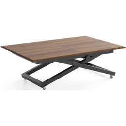 COUCHTISCH Axen h&ouml;henverstellbar ausziehbar, Nussbaum Braun 120-160/80/38-75 cm