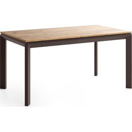 ESSTISCH Elan rechteckig ausziehbar verl&auml;ngerbar mit Braunen Metallbeinen, Eiche Braun 160-250/90/76 cm