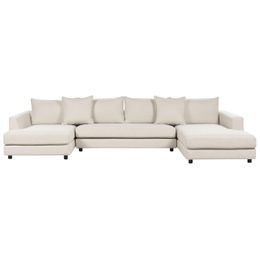 Beliani 5-SITZER WOHNLANDSCHAFT U-f&ouml;rmig hellbeige Lilviken