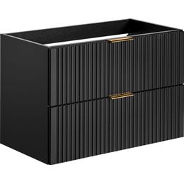 WASCHBECKENUNTERSCHRANK Niva h&auml;ngend mit Rillenfronten in Schwarz, 80/57/46 cm