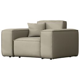 GARTENSESSEL Lorento Outdoor Polster-Loungesessel, Taupe Beige Kunstleder 121/73/92 cm