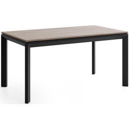 ESSTISCH Elan rechteckig ausziehbar verl&auml;ngerbar mit Schwarzen Metallbeinen, Eiche Braun 180-270/90/76 cm