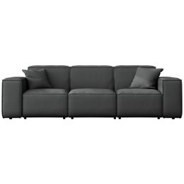 GARTENSOFA Lorento Outdoor 3-Sitzer, Dunkelgrau Kunstleder 251/73/92 cm