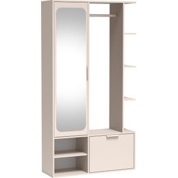 GARDEROBE Mela mit Spiegel, Sitzbank & Kleiderstange &ndash; 100/189/33 cm &ndash; Kaschmir