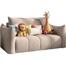 SCHLAFSOFA Lilo mit Bettkasten, Beige Cordstoff 120/86/101 cm