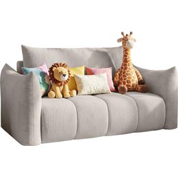 SCHLAFSOFA Lilo mit Bettkasten, Hellgrau Cordstoff 120/86/101 cm