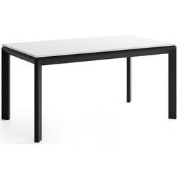 ESSTISCH Elan rechteckig ausziehbar verl&auml;ngerbar mit Schwarzen Metallbeinen, Wei&szlig; 160-250/90/76 cm