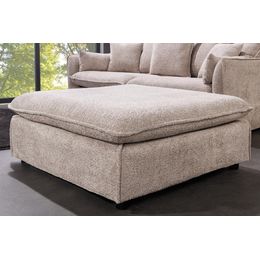 Riess Ambiente Gro&szlig;er Hocker HEAVEN 100cm champagner beige Boucl&eacute; Polsterhocker Federkern Riess-Ambiente Landhaus Modern Retro Skandinavisch