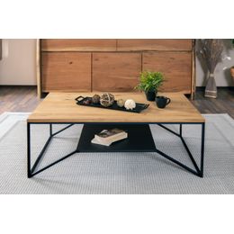 Couchtisch Industrial-Design Wildeiche massiv 110x60 cm schwarz MILA
