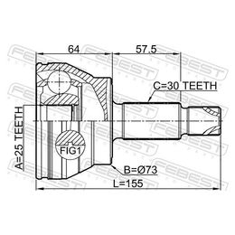 FEBEST Gelenksatz, Antriebswelle 1210jx1 Vorderachse f&uuml;r HYUNDAI