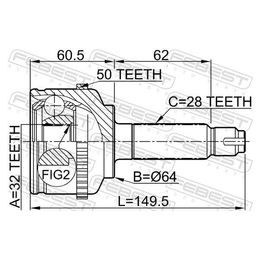 FEBEST Gelenksatz, Antriebswelle 0310cga50 Vorderachse f&uuml;r HONDA