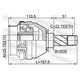 FEBEST Gelenksatz, Antriebswelle 1811z18x Vorderachse f&uuml;r GM Opel