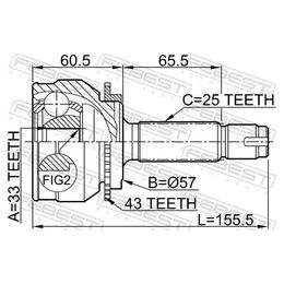FEBEST Gelenksatz, Antriebswelle 0410044a43 Vorderachse f&uuml;r MITSUBISHI
