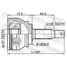 FEBEST Gelenksatz, Antriebswelle 0410cw6 Vorderachse f&uuml;r MITSUBISHI