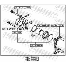 FEBEST Bremssattelhaltersatz 0477cv75r Hinterachse f&uuml;r MITSUBISHI