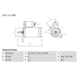 Bosch Starter 0986016290 f&uuml;r VW