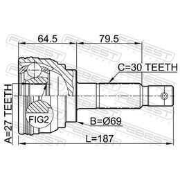 FEBEST Gelenksatz, Antriebswelle 0110038 Vorderachse f&uuml;r TOYOTA
