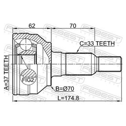 FEBEST Gelenksatz, Antriebswelle 3610h3 Vorderachse f&uuml;r GM