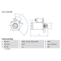 Bosch Starter 0986018860 f&uuml;r Opel Volvo RENAULT Vaughall NISSAN