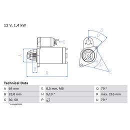 Bosch Starter 0986022730 f&uuml;r Opel Vaughall